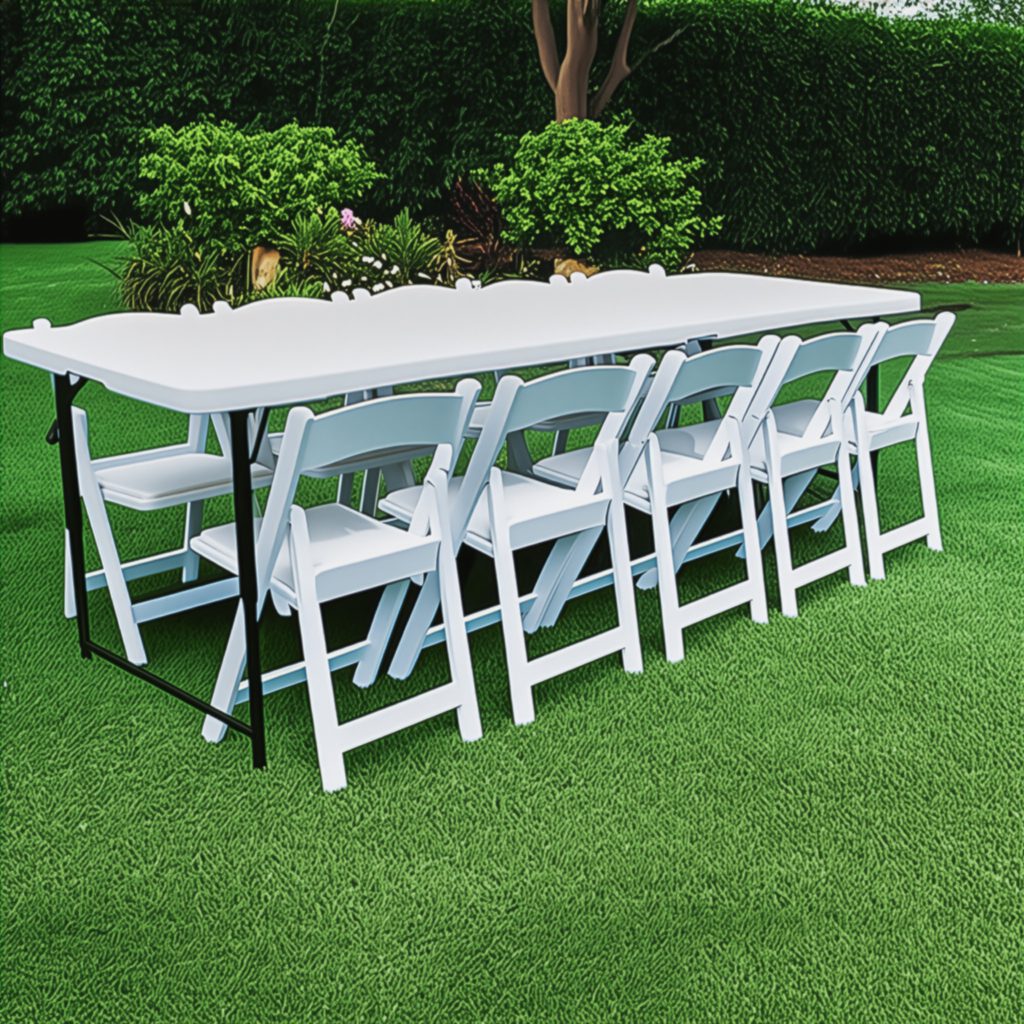 Table & Chair Package for 30 Guests (3 Tables + 30 White Garden Chairs ...